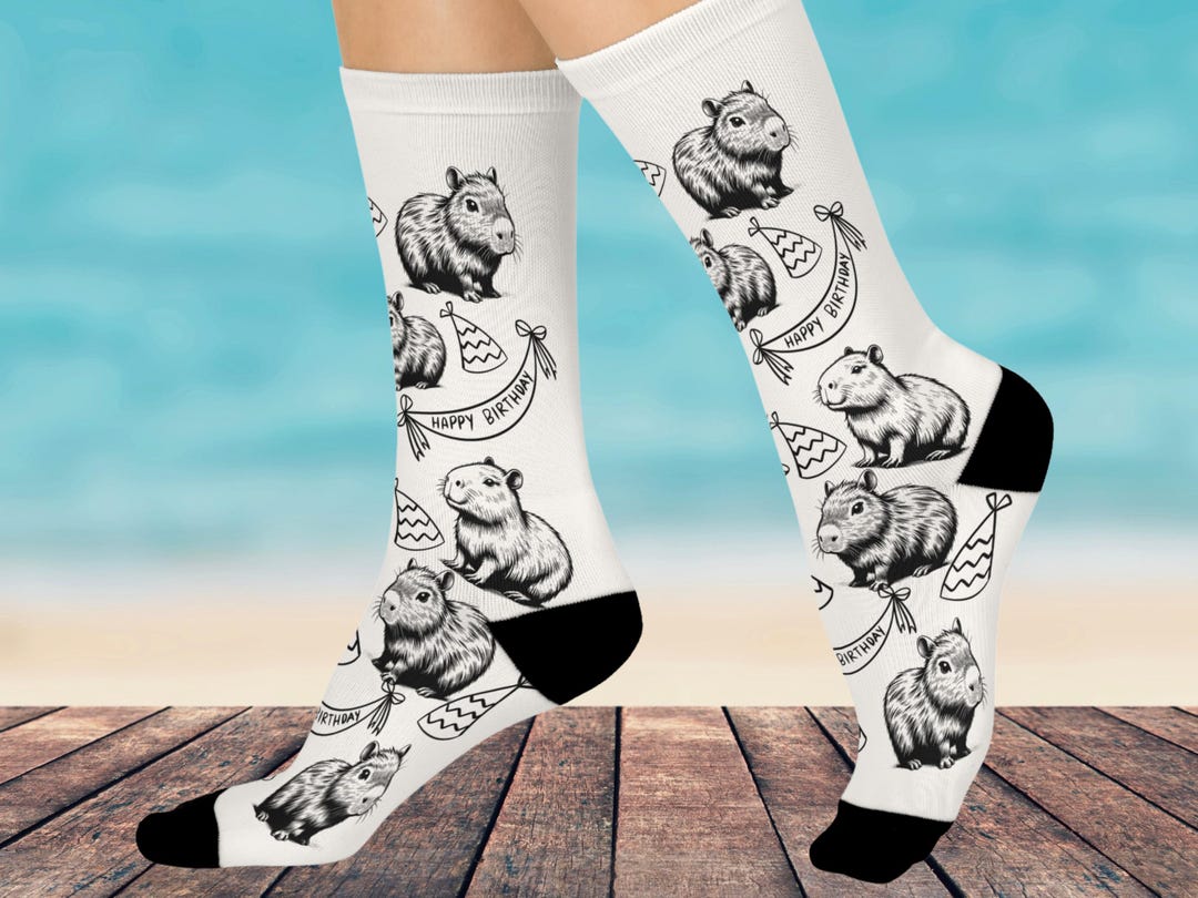 CAPYBARA BIRTHDAY SOCKS Animal Print Socks Cute Rodent Capy Socks Gift ...