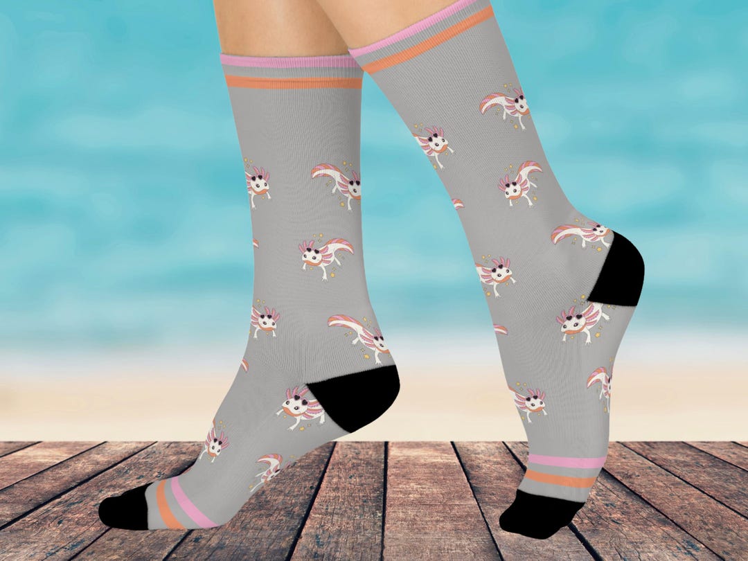 Axolotl Gift Idea Kawaii Axolotl Print Socks Cute Gifts for Axolotl ...