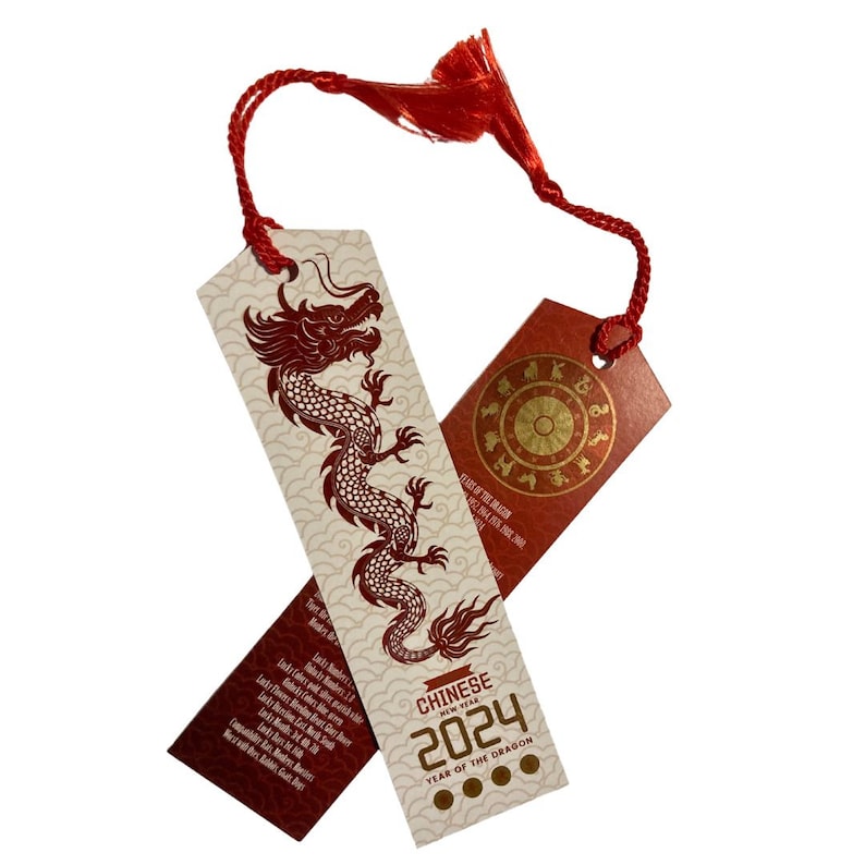 Chinese New Year Bookmark - Year of the Dragon - White - Etsy