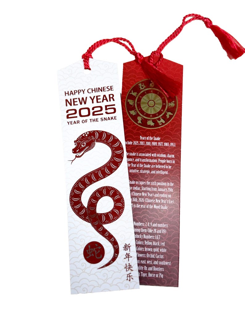 2025 Year of the Snake Chinese New Year Bookmark - Etsy