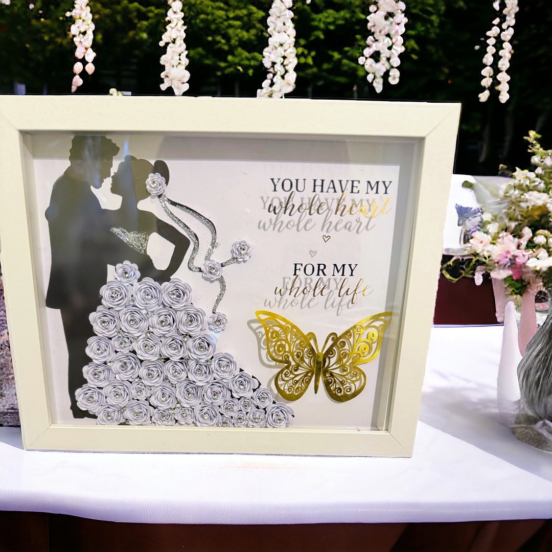 Customizable Wedding Shadow Box | Bride and Groom Flower Shadow Box - Etsy