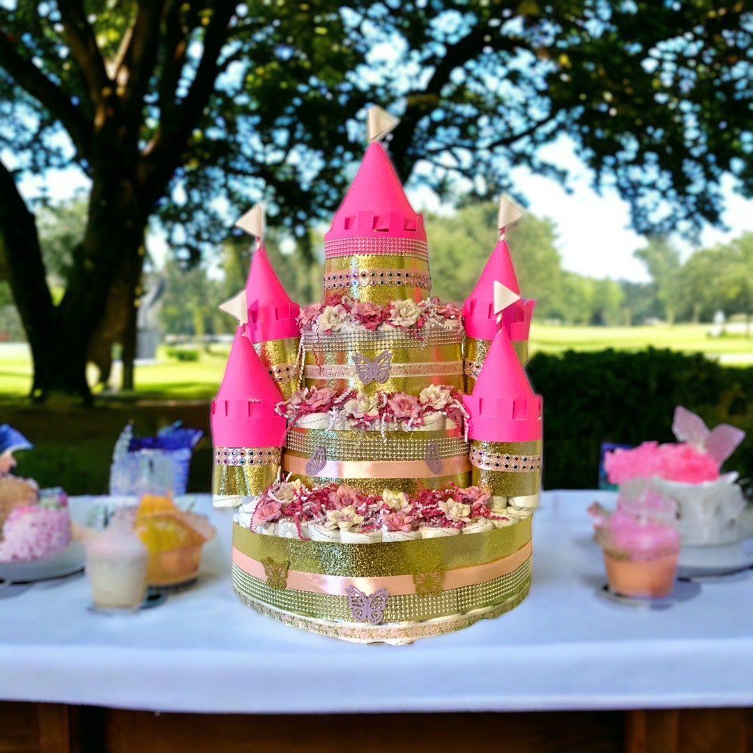 Princess Castle Diaper Cake Pink Diaper Cake Girl Diaper Cake Newborn ...