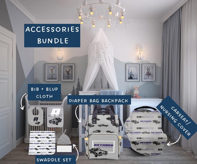 Personalized Baby Accessories Bundle | Swaddle Blanket | Carseat Cover ...