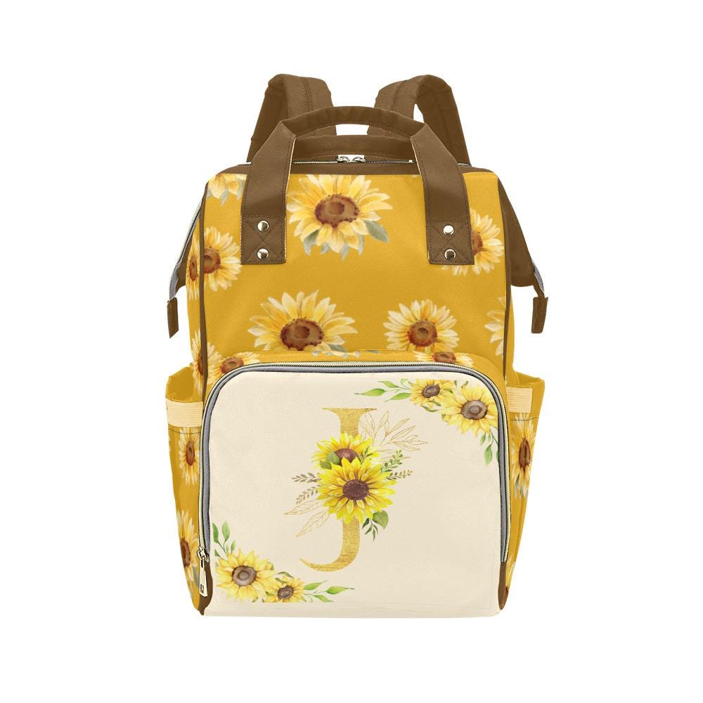 Personalized Sunflower Monogram Diaper Bag | Baby Backpack | Customized ...