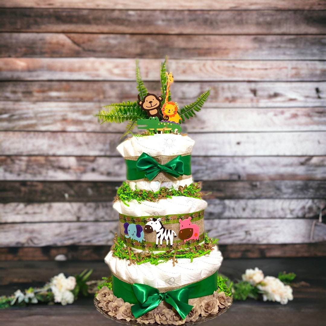Safari Diaper Cake | Wild One Diaper Cake | Unisex Diaper Cake | Jungle ...