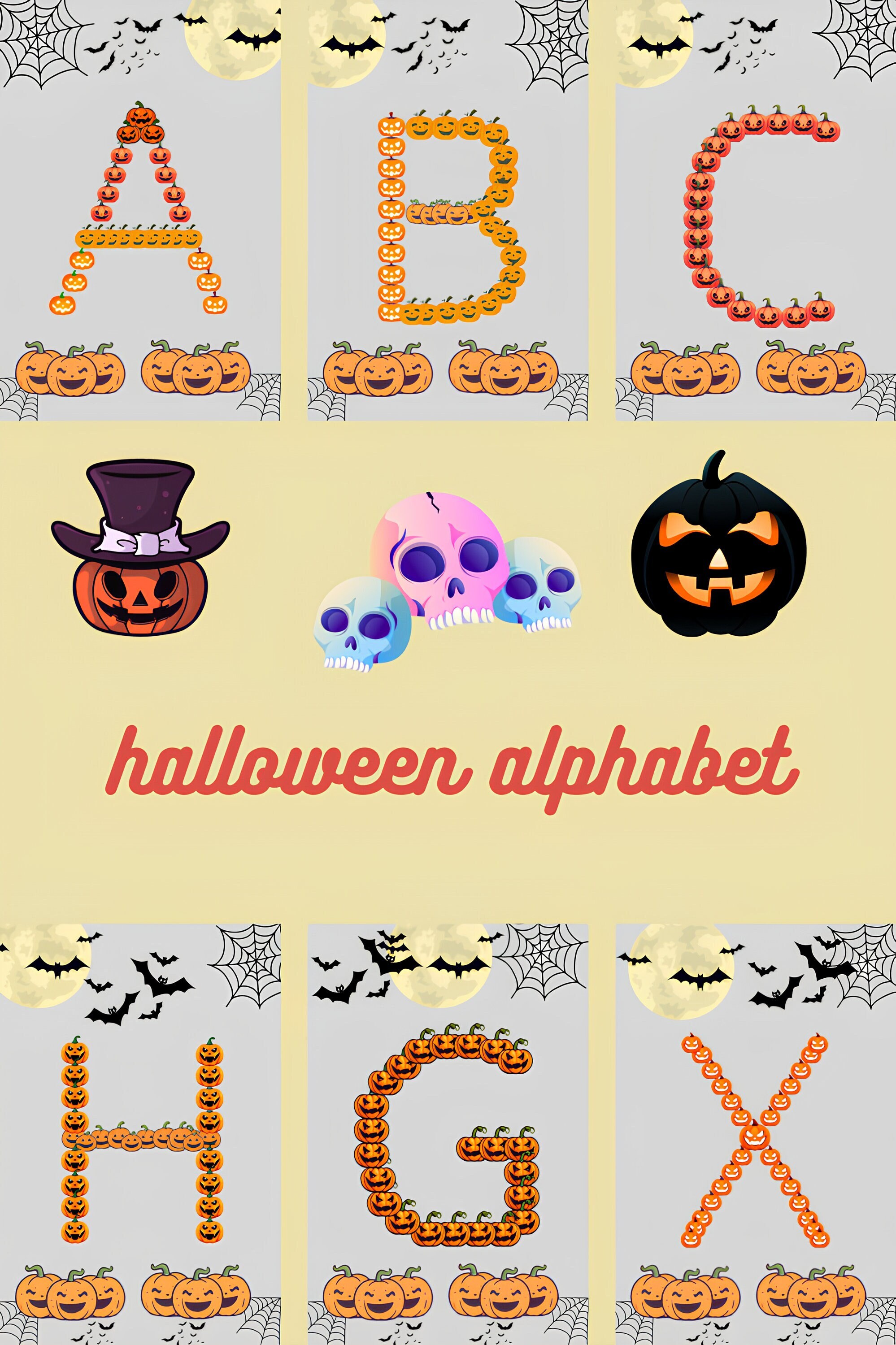 Halloween Alphabet - Digital PNG - Quirky Wall Art - Home Decor ...
