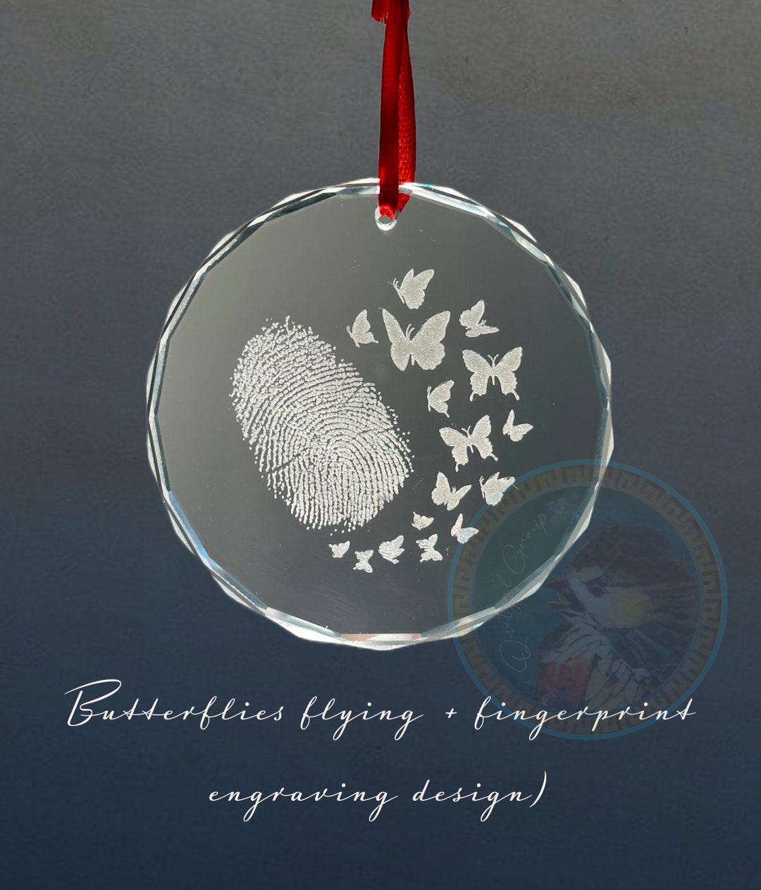 Sympathy Fingerprint Engraved Memorial Ornament, Butterfly, Memorial ...
