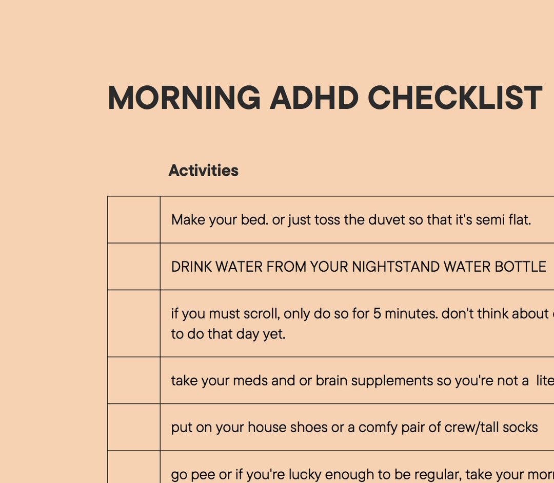 Morning ADHD Routine Checklist - Etsy
