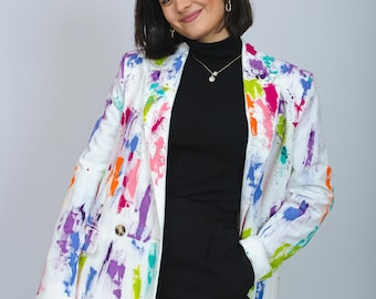 Upcycled Abstract Jean Jacket Hand Painted Wearable Art Denim Outerwear ...