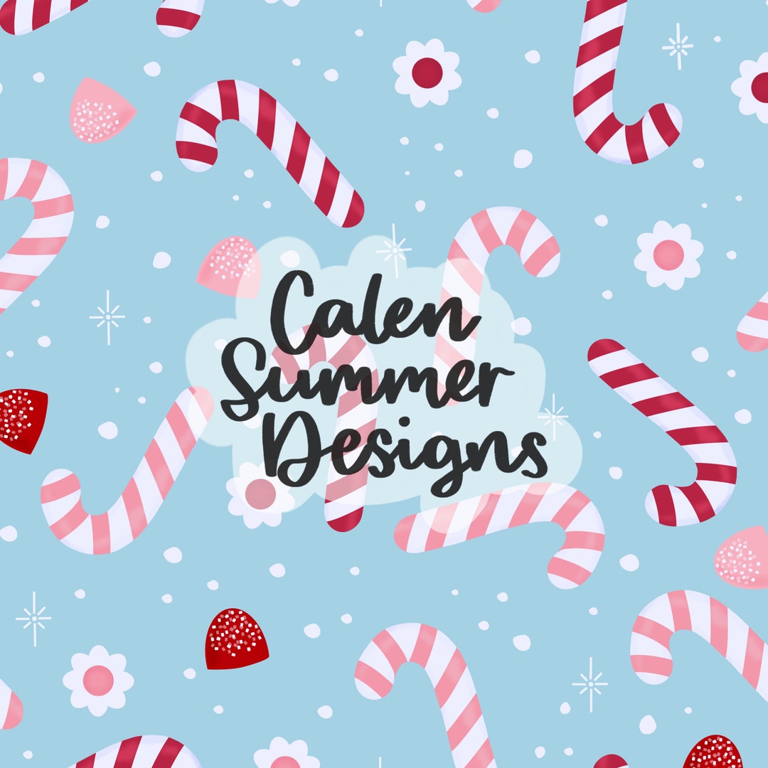 Red and Pink Candy Canes Christmas Seamless Repeat Pattern for - Etsy
