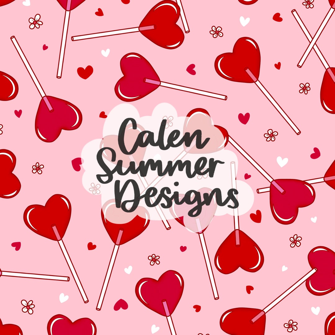 Valentine Heart Lollipop Seamless Pattern File for Commercial Use-vivid ...