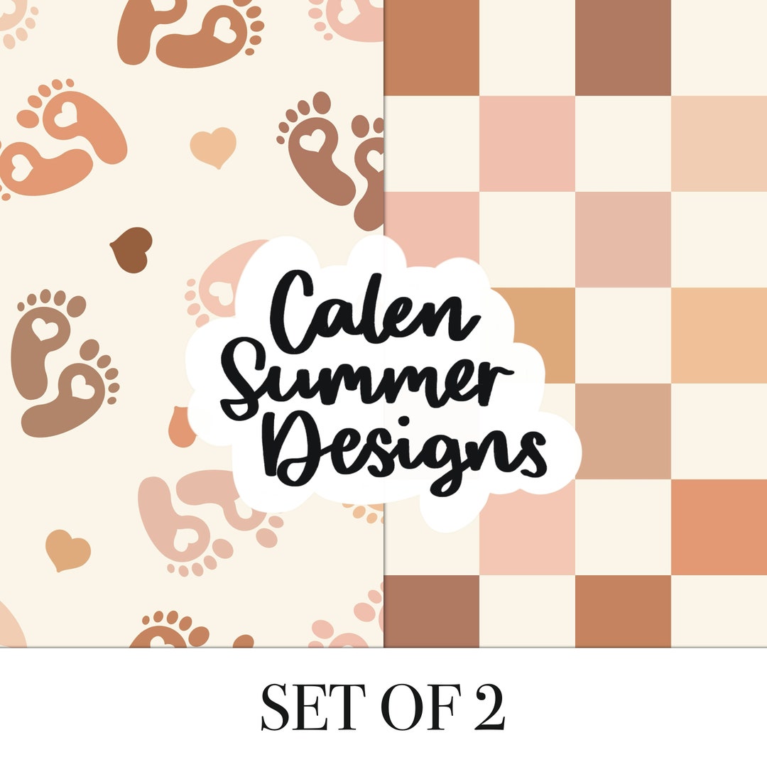 Baby Feet & Coordinate Checkers Seamless Pattern Set of 2 for ...