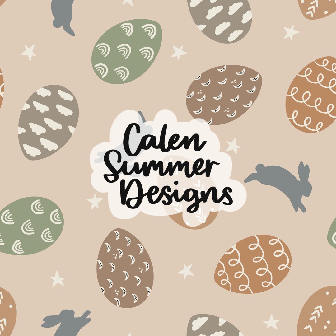 Boho Easter Eggs and Bunny Seamless Pattern File for Commercial Use ...
