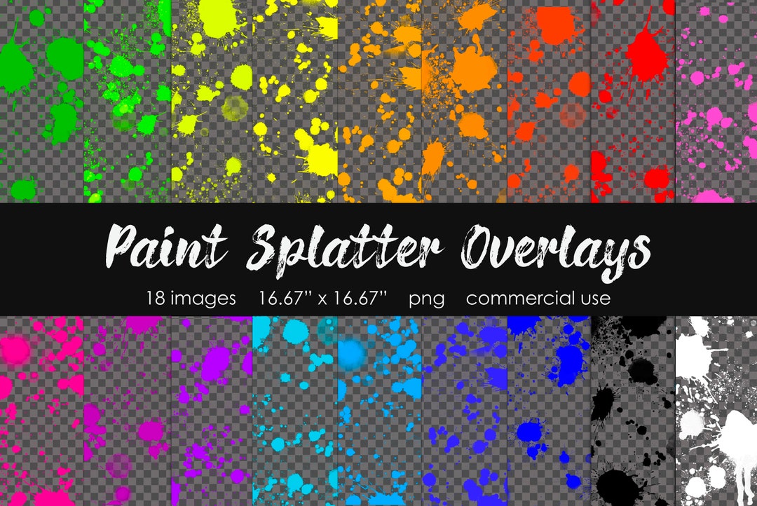 Paint Splatter Overlays Neon Paint Ink Splash Texture - Etsy