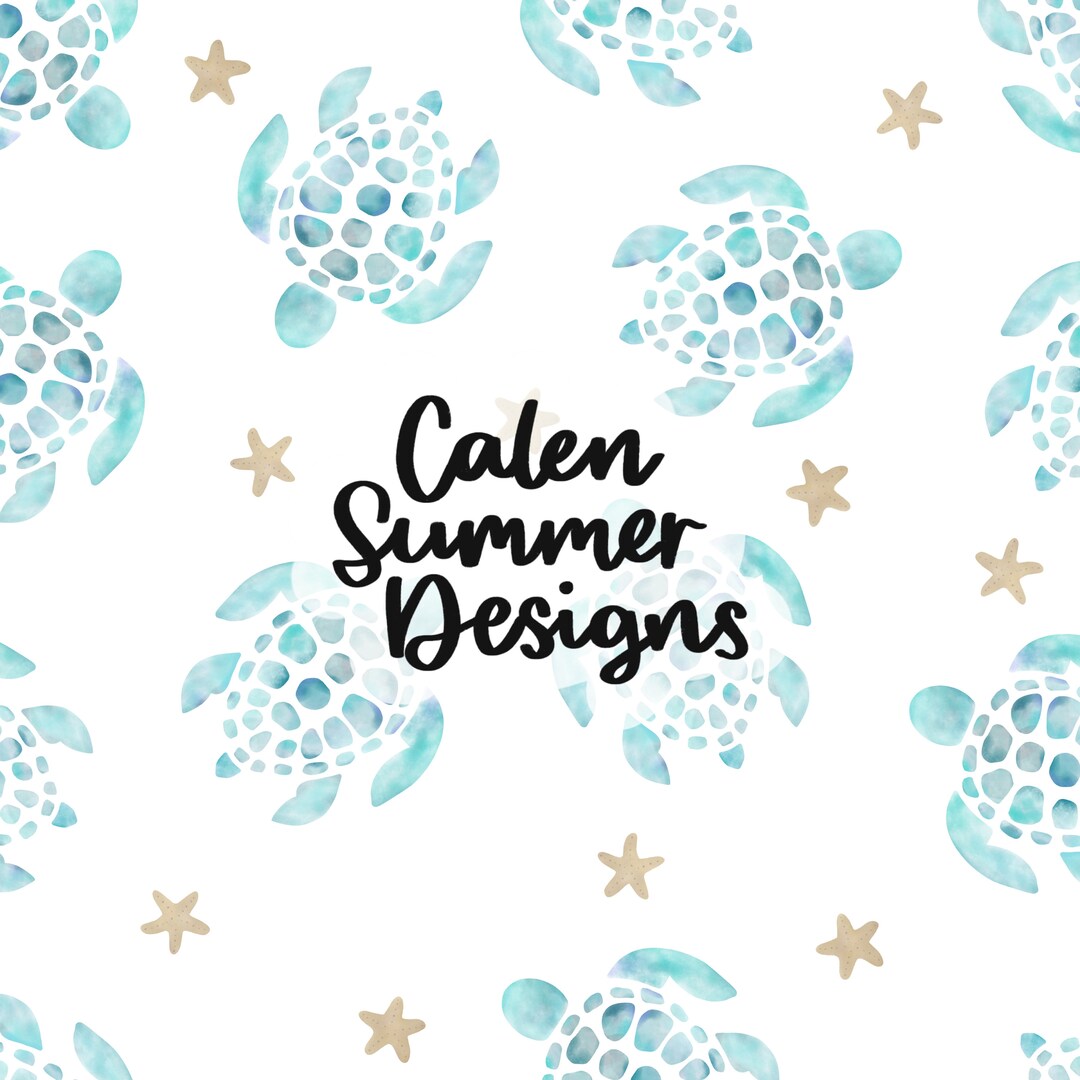 Watercolor Sea Turtles Seamless Pattern File for Commercial Use, Sea Turtle Pattern, Nautical ...