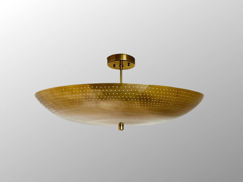 Handmade Mid Century Ceiling Brass Flush Mount Fixture Pendant 6 Light ...