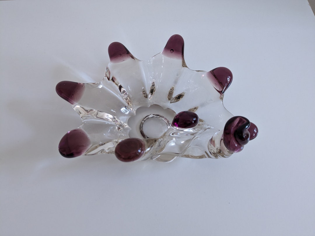 Unique Vintage Free-form Glass Dish // Art Glass // Organic - Etsy