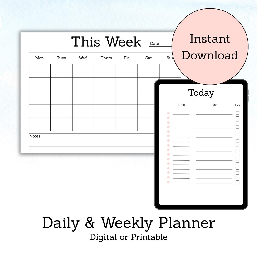 Daily & Weekly Digital or Printable Task Planner to Do List ...