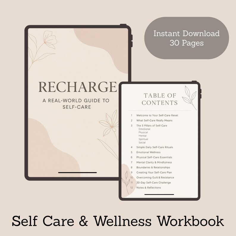 Recharge, Self-care Reset Workbook & Wellness Journal, Stress Relief ...