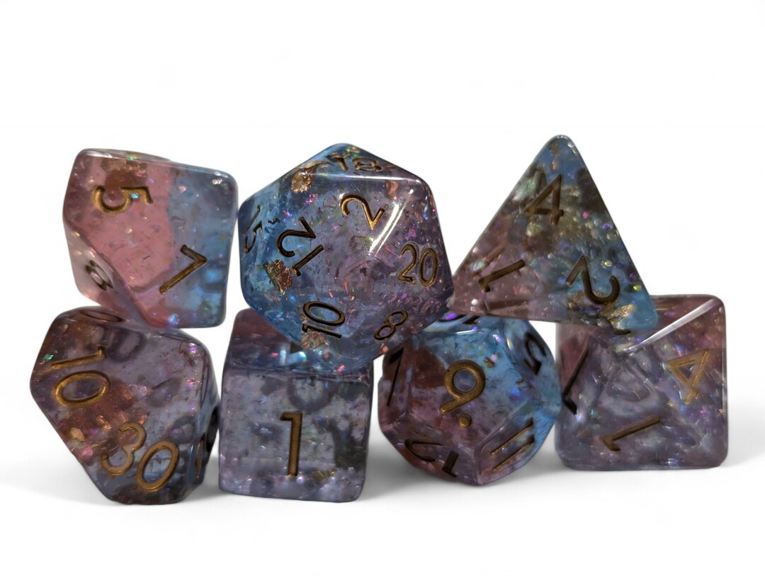 Mermaid Treasure Gold Foil Resin Full Set Dnd Dice Roleplay D20 Blue ...