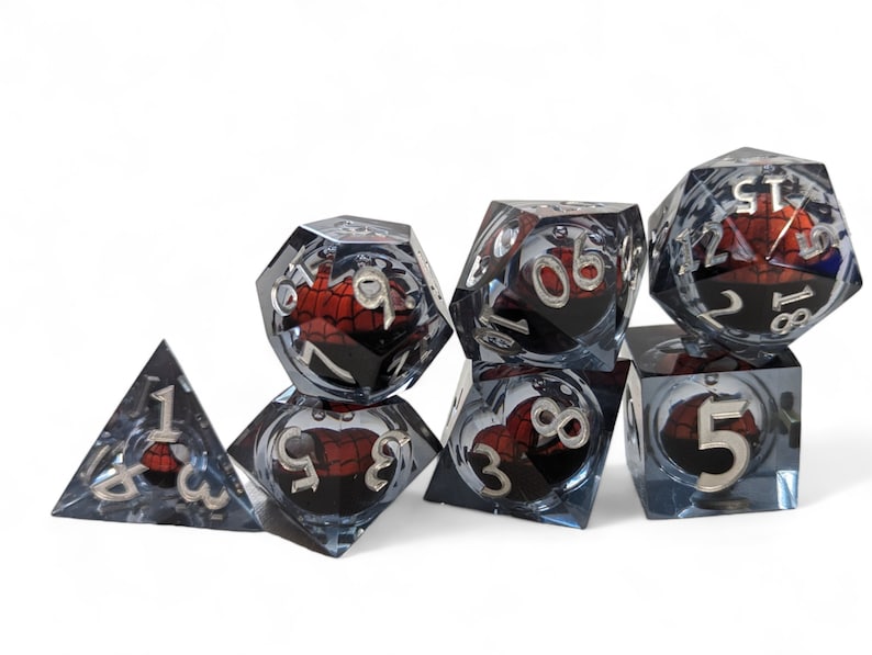 Spiderman Moving Liquid Core Dice Set Dnd Roleplay D20 Cat Eye - Etsy