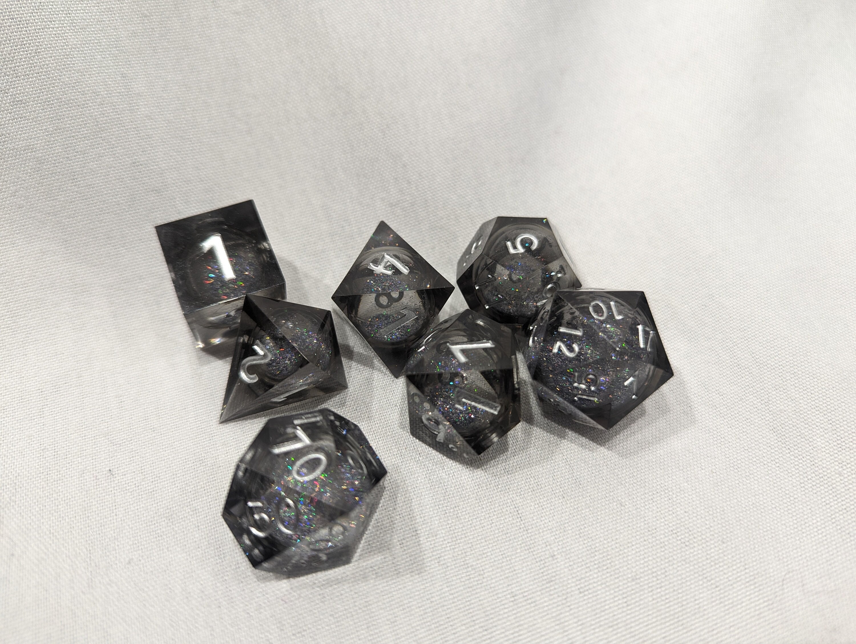 Storm Chaser Liquid Core Dice Set Smoky Sharp Resin Dnd Roleplay D20 ...