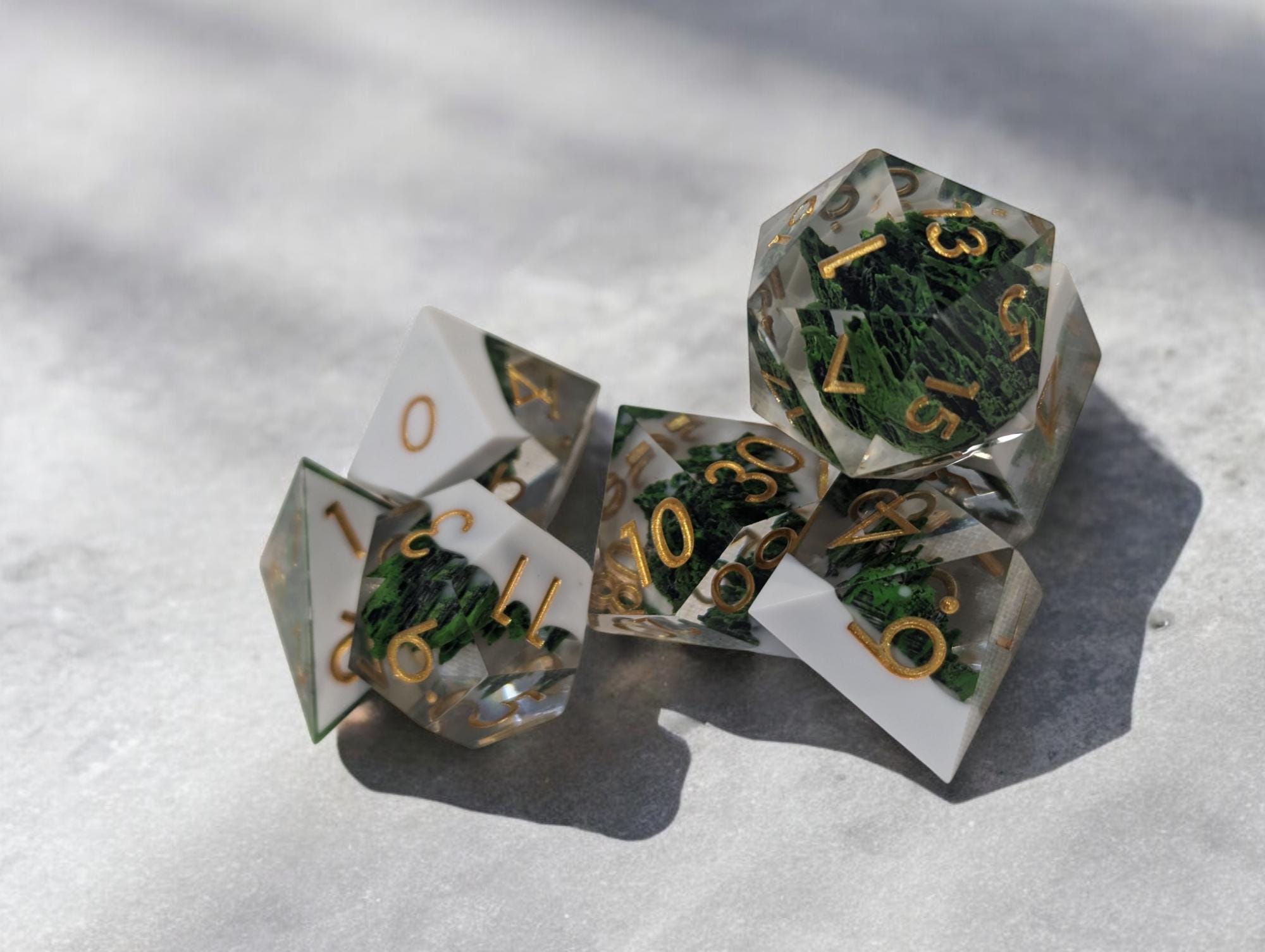 Mystic Mountains Sharp Edge Resin Dice Set Green Mountain Scape DND ...