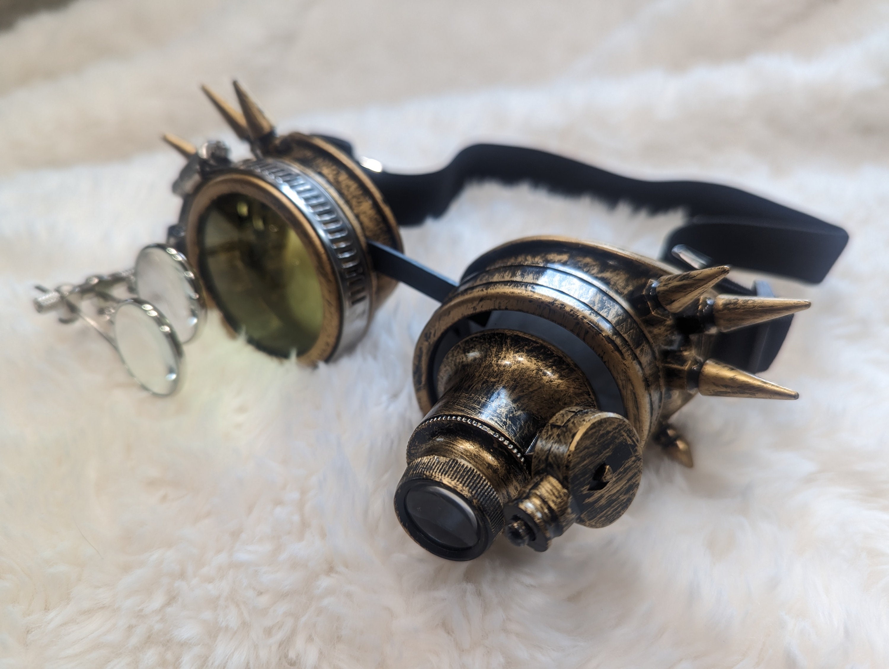 Brass Steampunk Goggles With Light and Adjustable Monocles and - Etsy