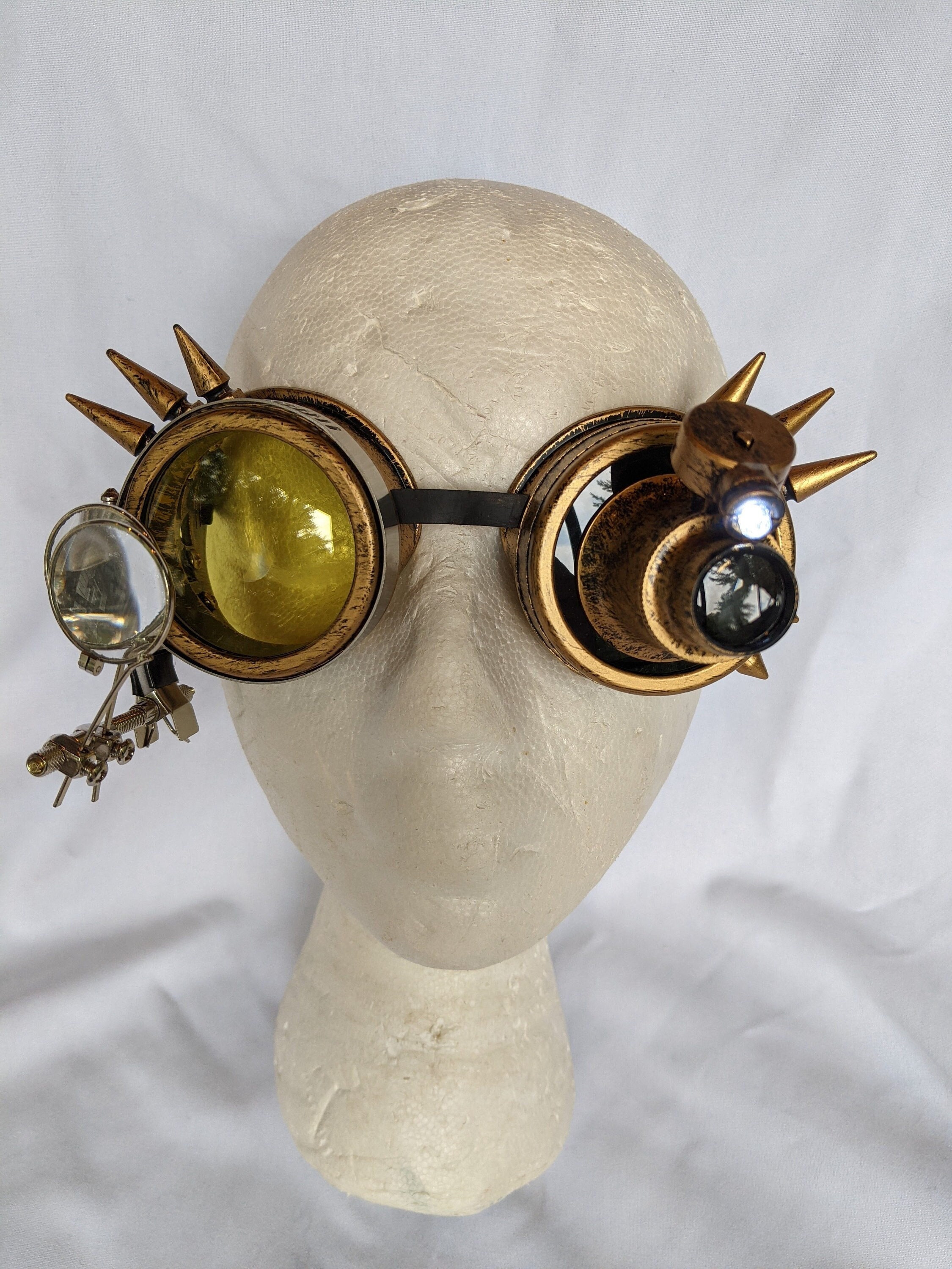 Brass Steampunk Goggles With Light and Adjustable Monocles and - Etsy