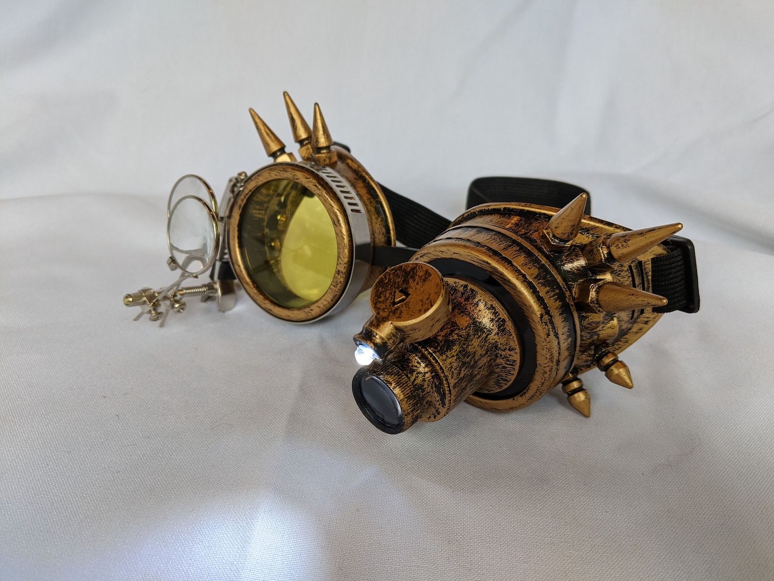 Brass Steampunk Goggles With Light and Adjustable Monocles and - Etsy