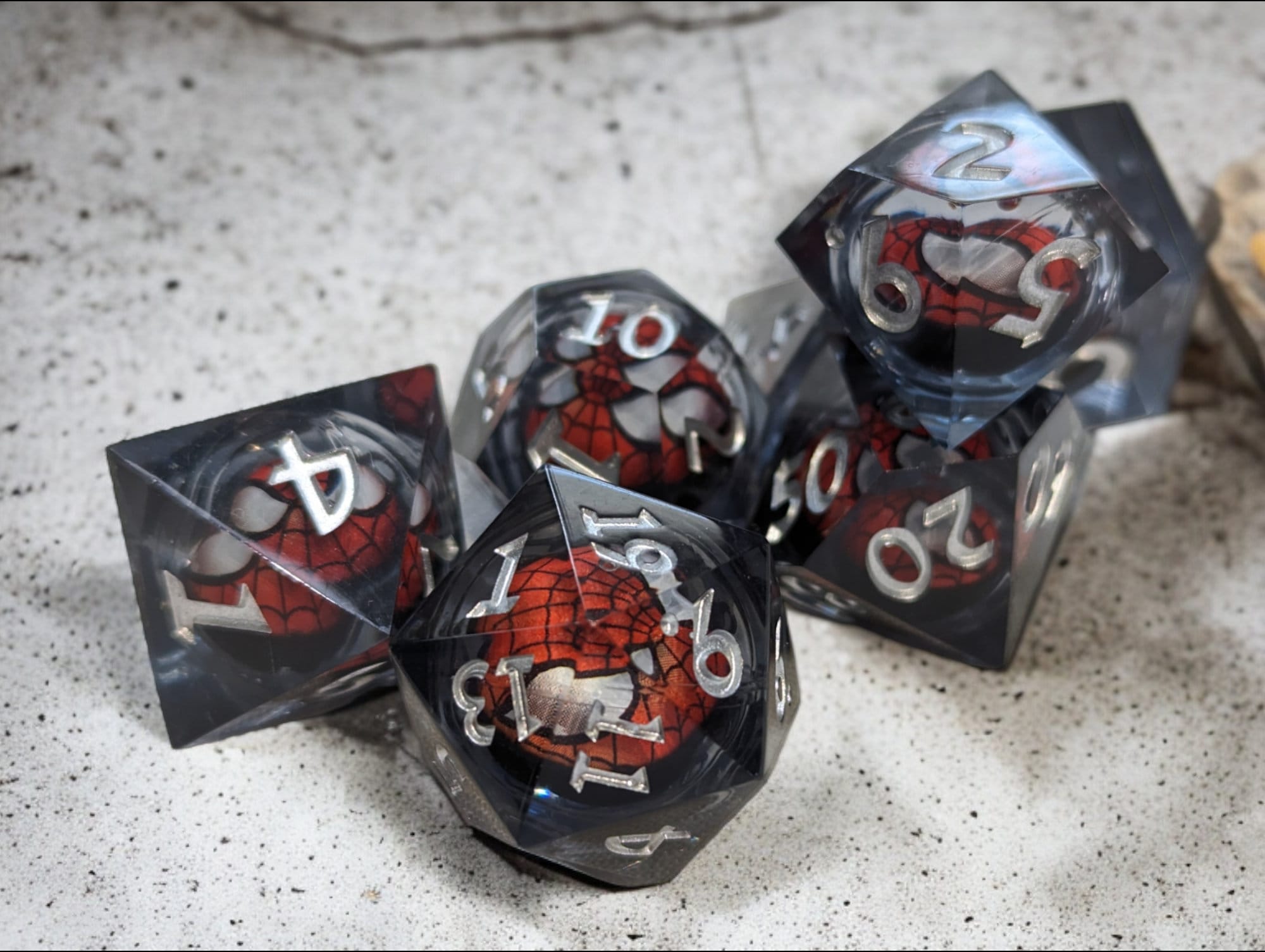 Spiderman Moving Liquid Core Dice Set Dnd Roleplay D20 Cat Eye - Etsy