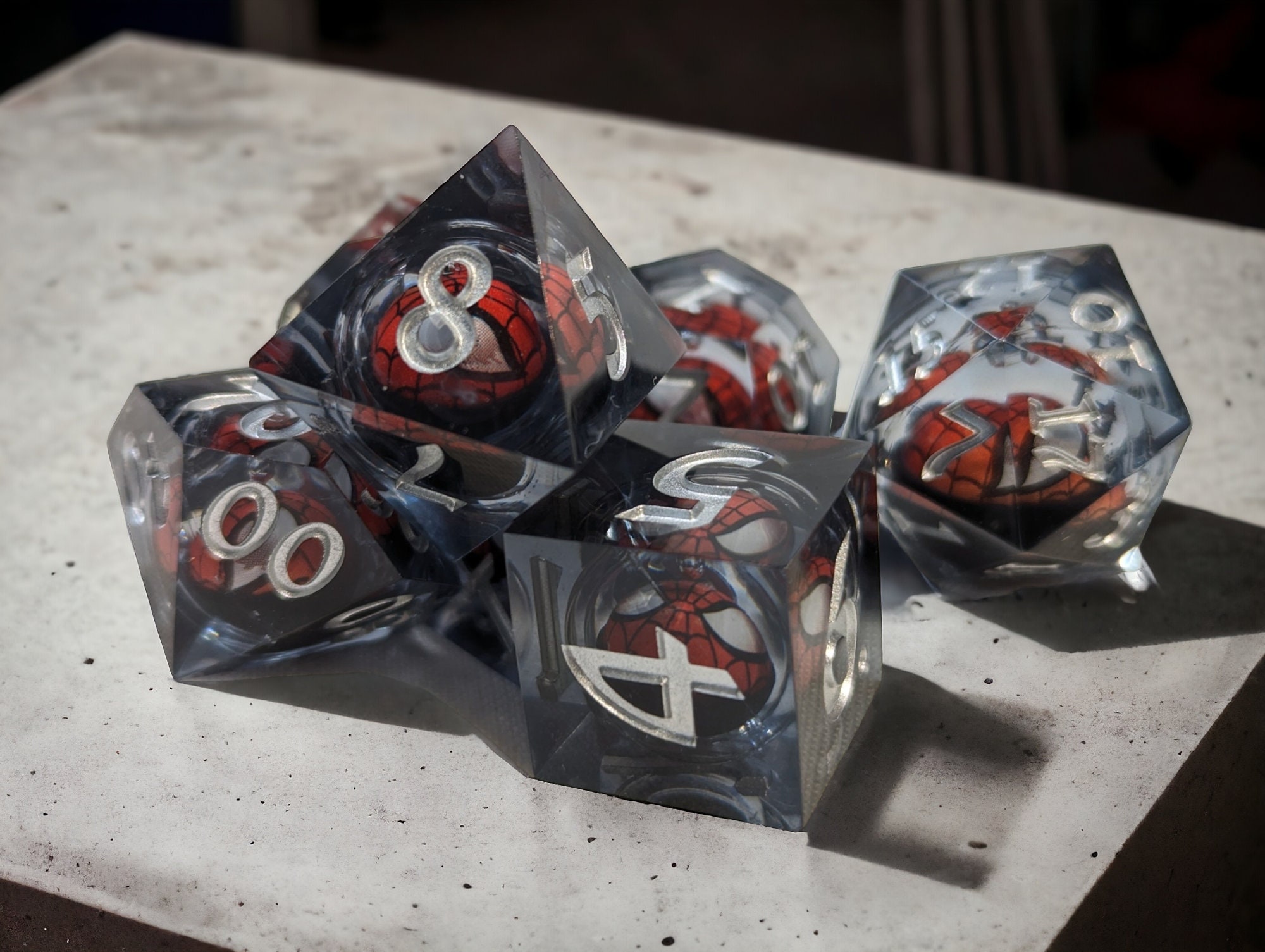 Spiderman Moving Liquid Core Dice Set Dnd Roleplay D20 Cat Eye - Etsy