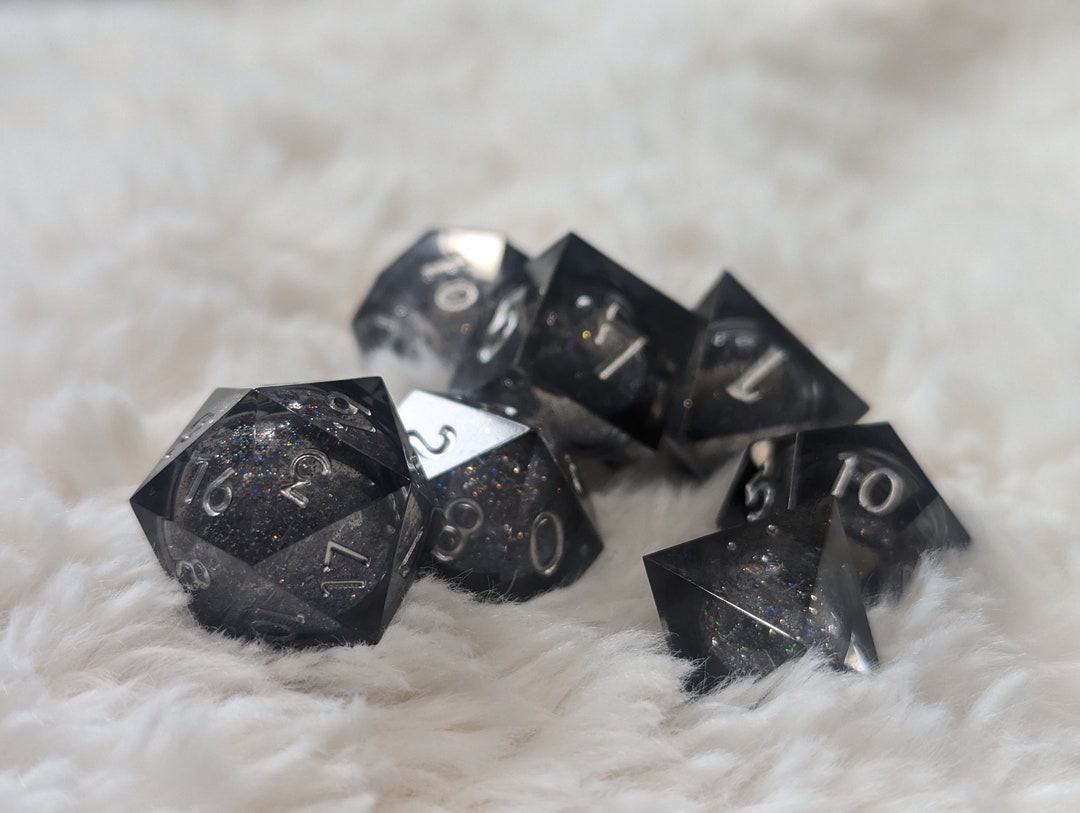 Storm Chaser Liquid Core Dice Set Smoky Sharp Resin Dnd Roleplay D20 ...