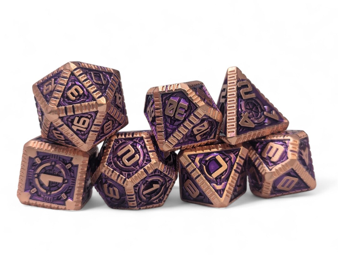 Copper and Purple Metal Dice Set Dnd Roleplay D20 Dice Mechanical ...