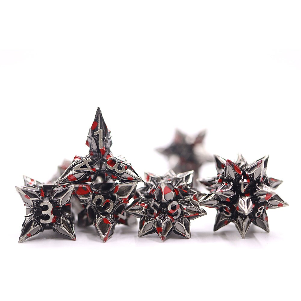 Blood Splatter Metal Dice Set Dnd Roleplay D20 Spiky Dice - Etsy