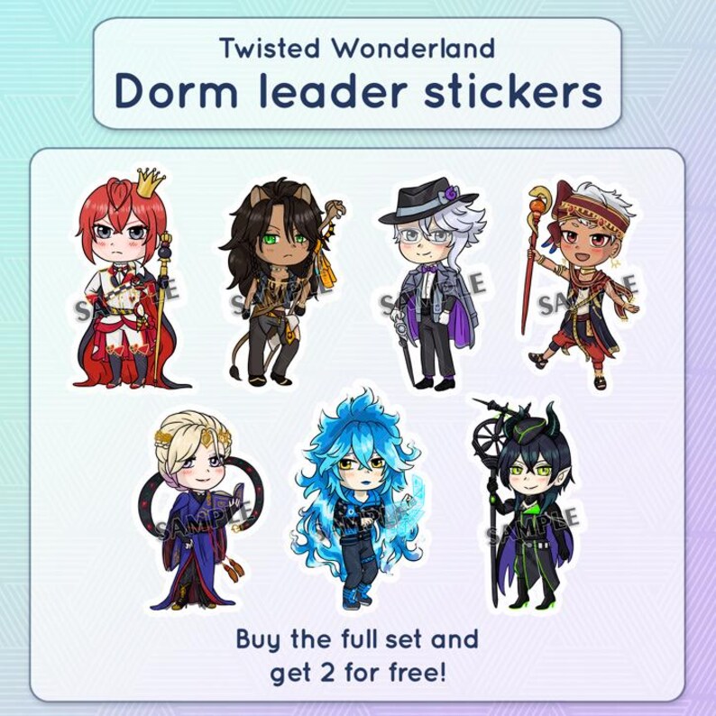 Twisted Wonderland Stickers | Dorm Leaders - Etsy