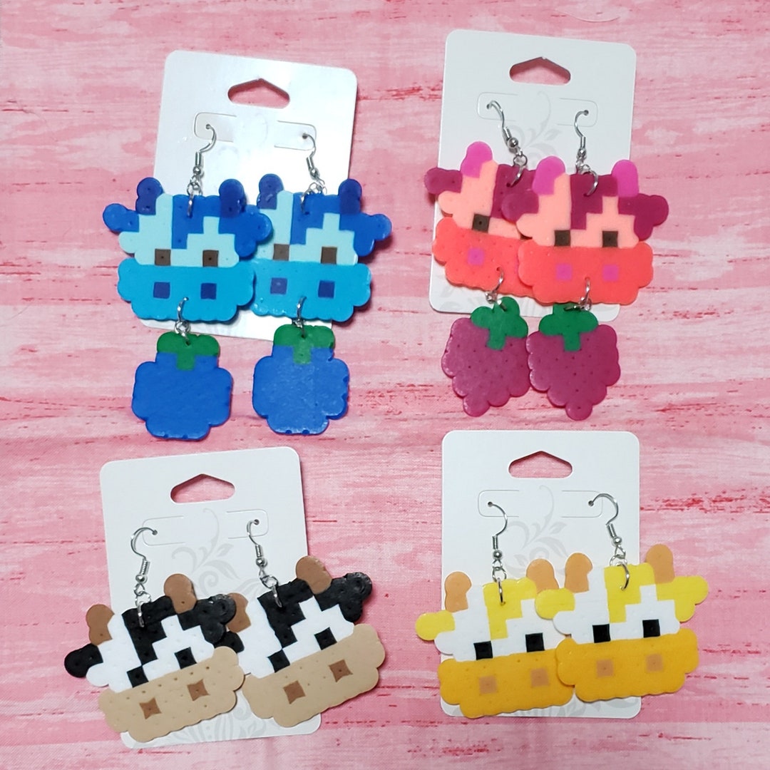 Variety Cow Perler Bead Earrings - Etsy