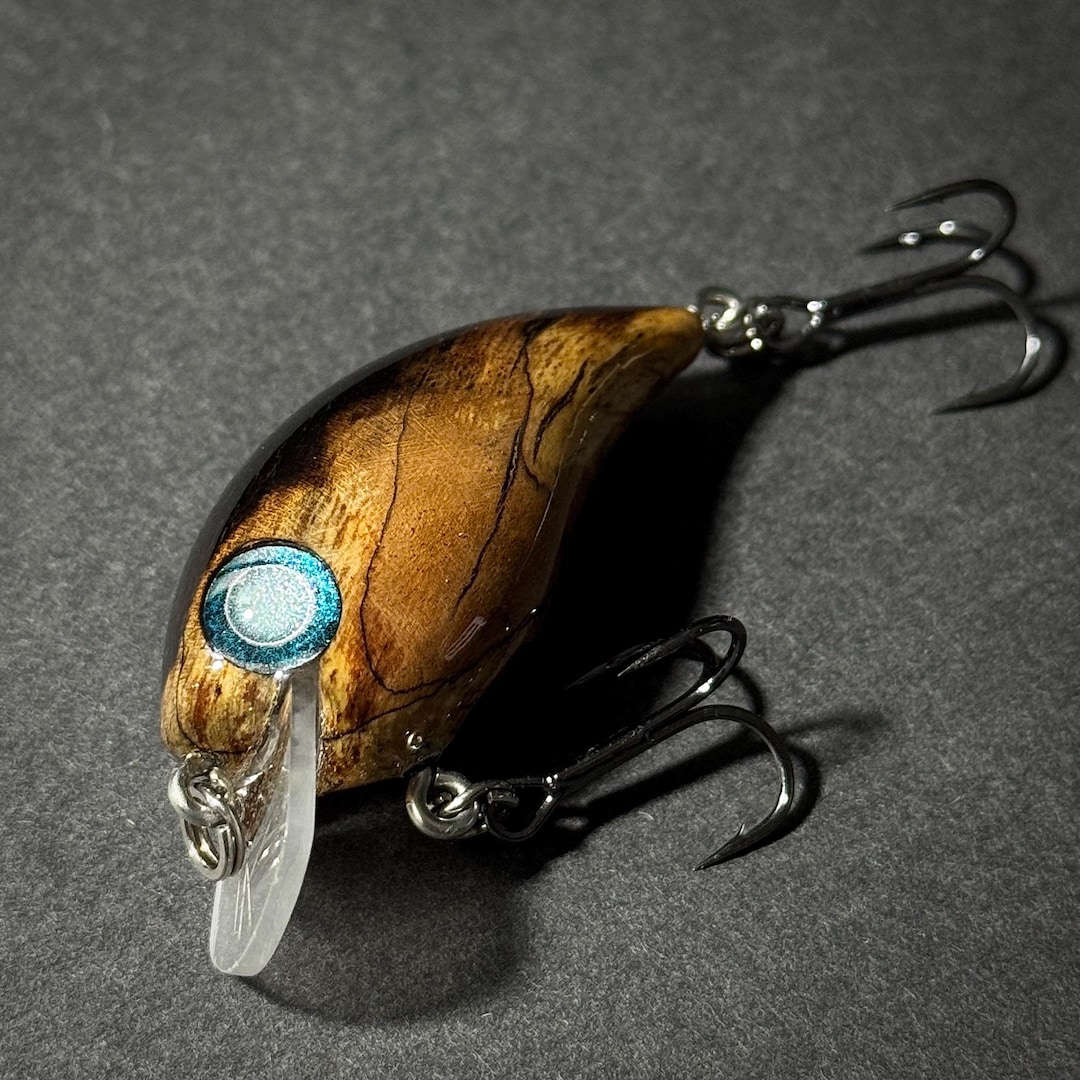 Handmade Wooden Crankbait, 2 Inch Crappie Fishing Lure, Spalted Oak ...