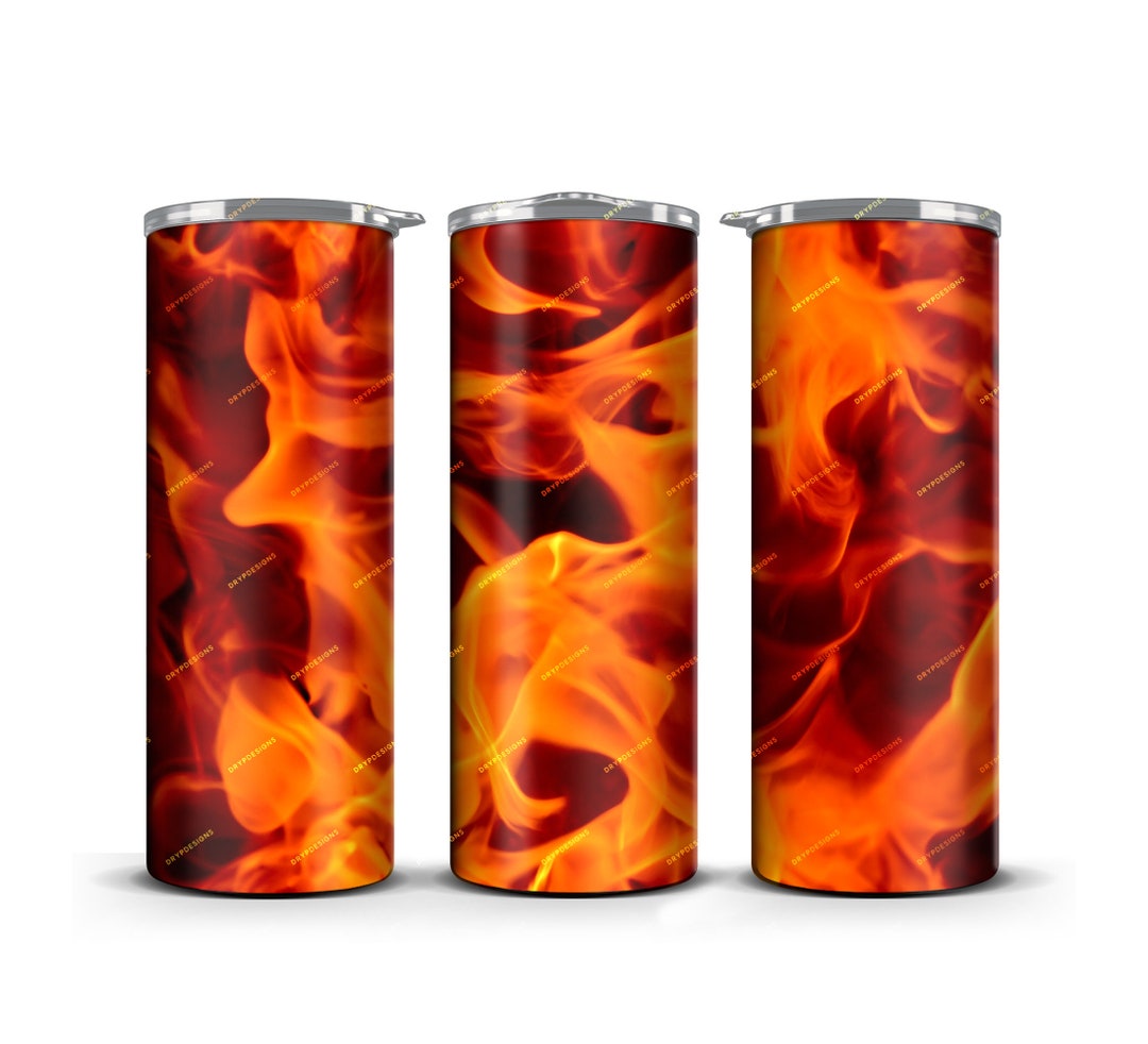 Burning Orange Flames Tumbler Wrap PNG Sublimation Design - 20oz Skinny ...