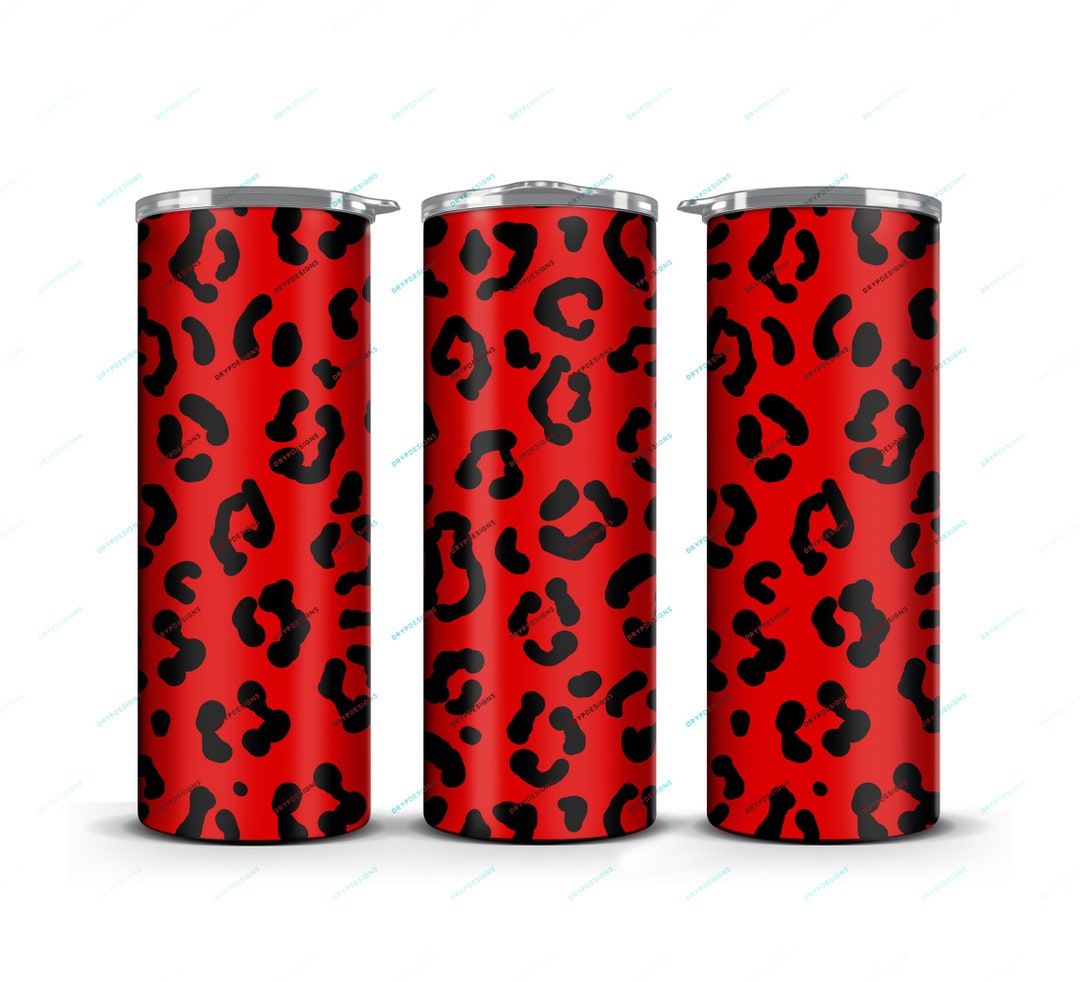 Black + Red Leopard Print Tumbler Wrap PNG Sublimation Design - 20oz ...