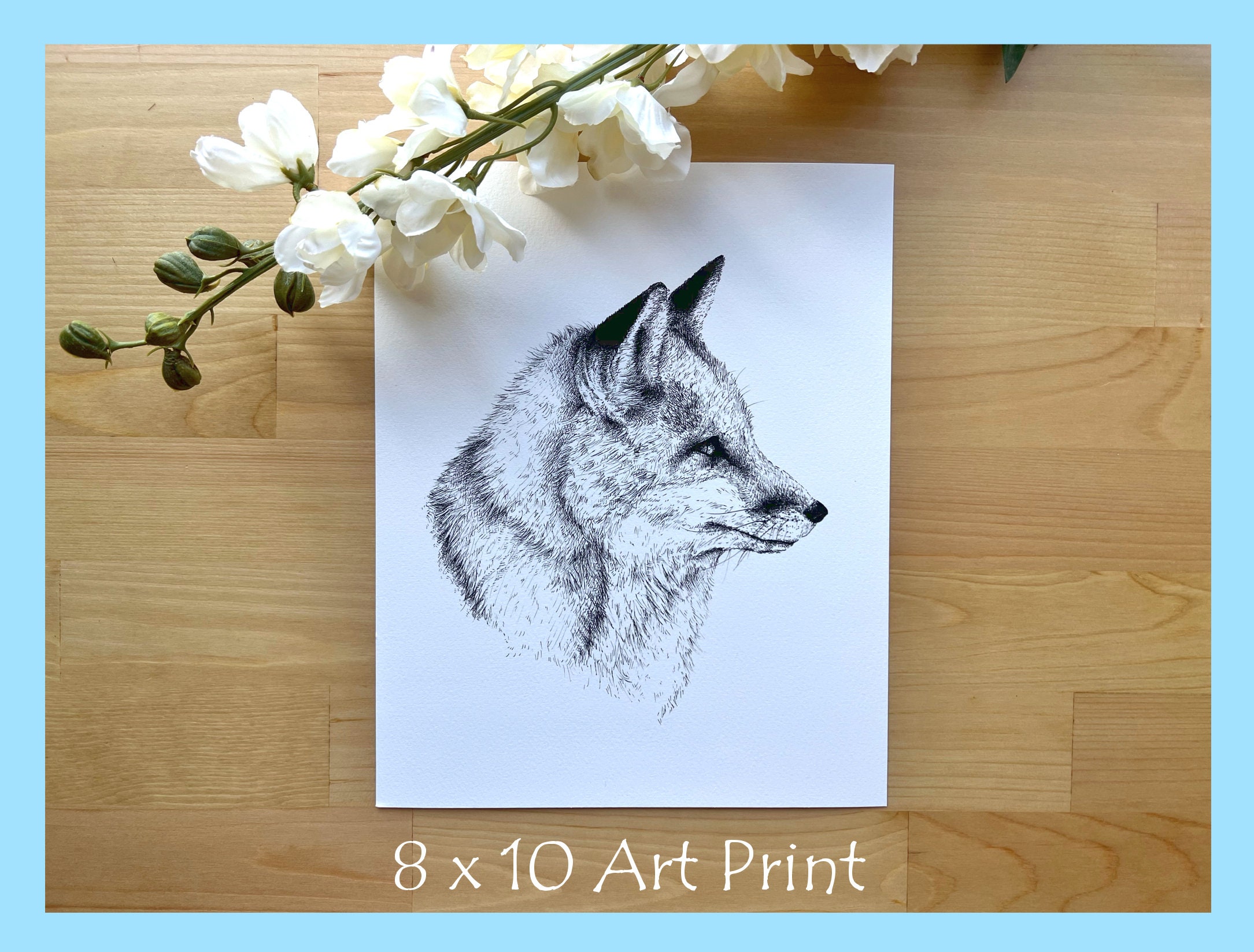Red Fox Pen and Ink Print - Etsy