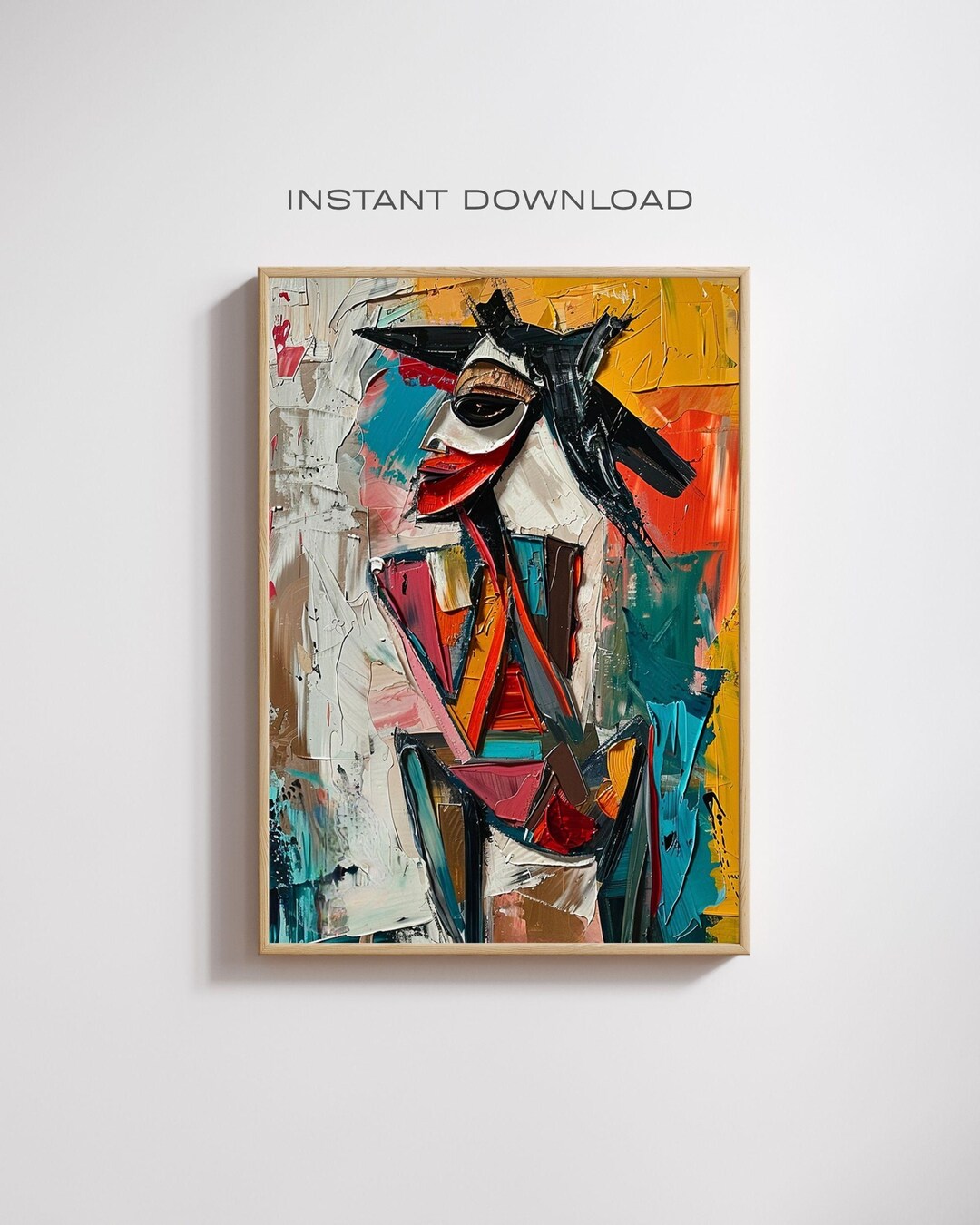 Picasso Inspired Face Art Print: Abstract Cubist Expression (digital ...