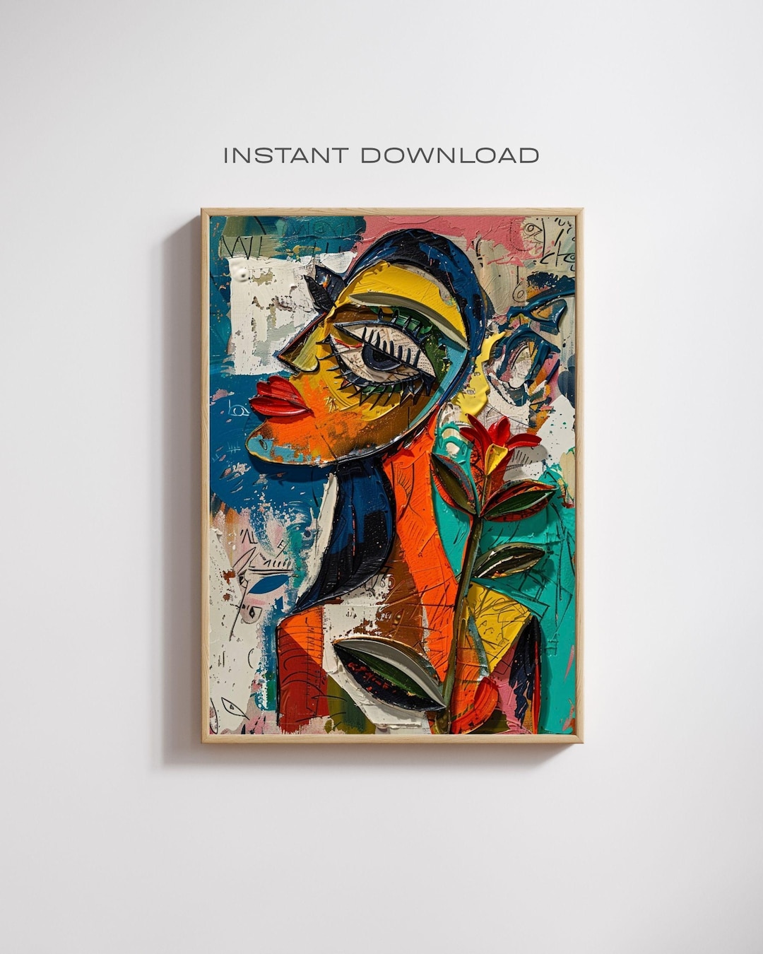 Picasso Inspired Woman Art Print: Colorful Cubism Portrait (digital Download) - Etsy