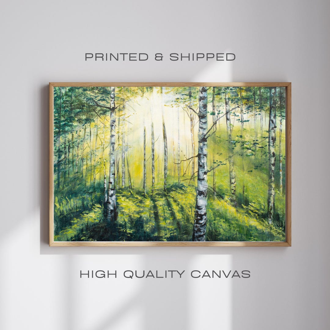 Birch Tree Painting | Original Tree Art | Forest Wall Art | Sunset Wall ...