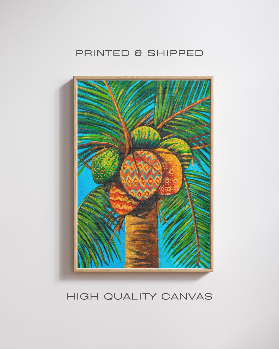 Coconut Palm Tree Canvas Print: Tropical Beach House Decor - Etsy