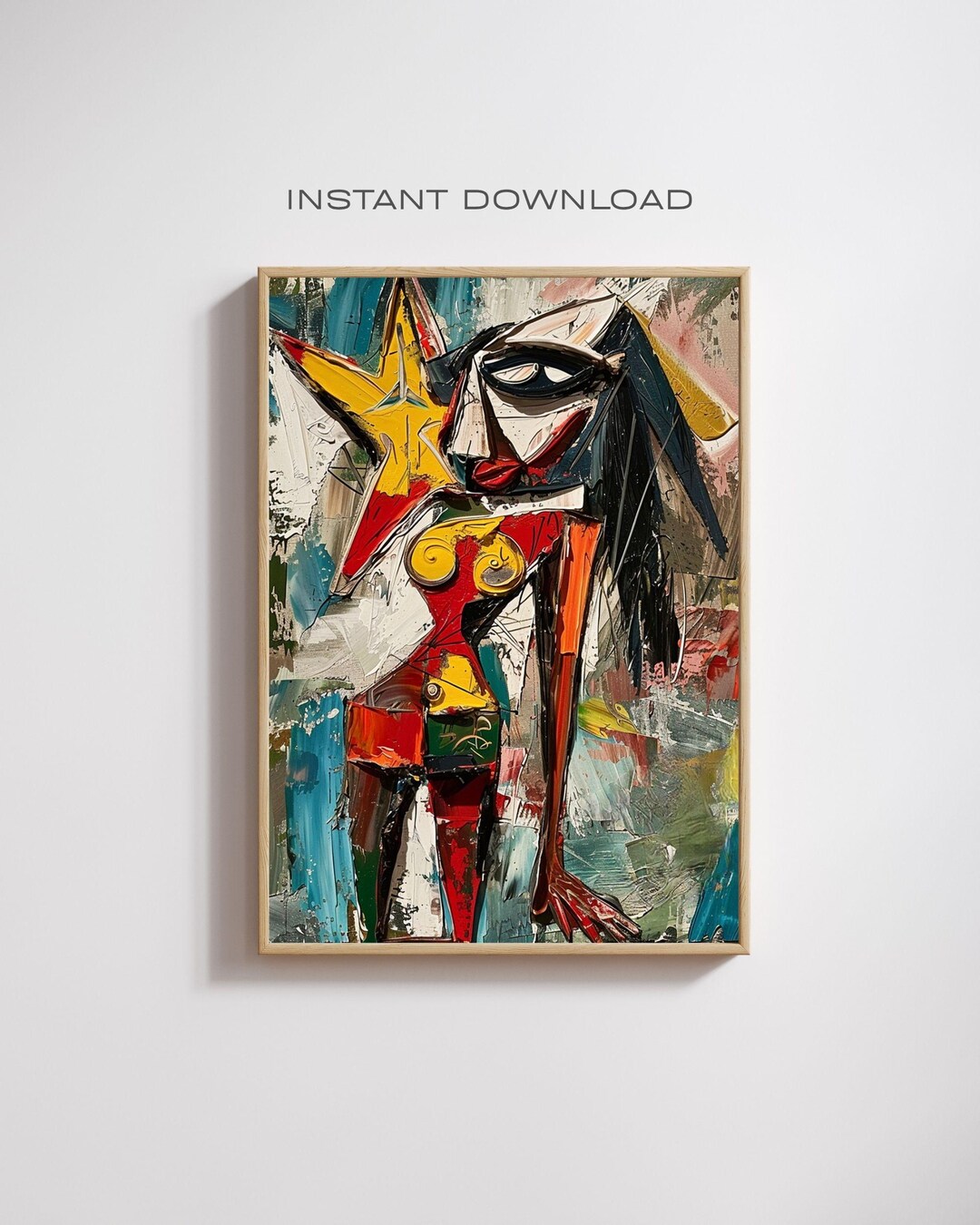 Picasso Style Abstract Woman Art Print: Cubist Expressionist Decor ...