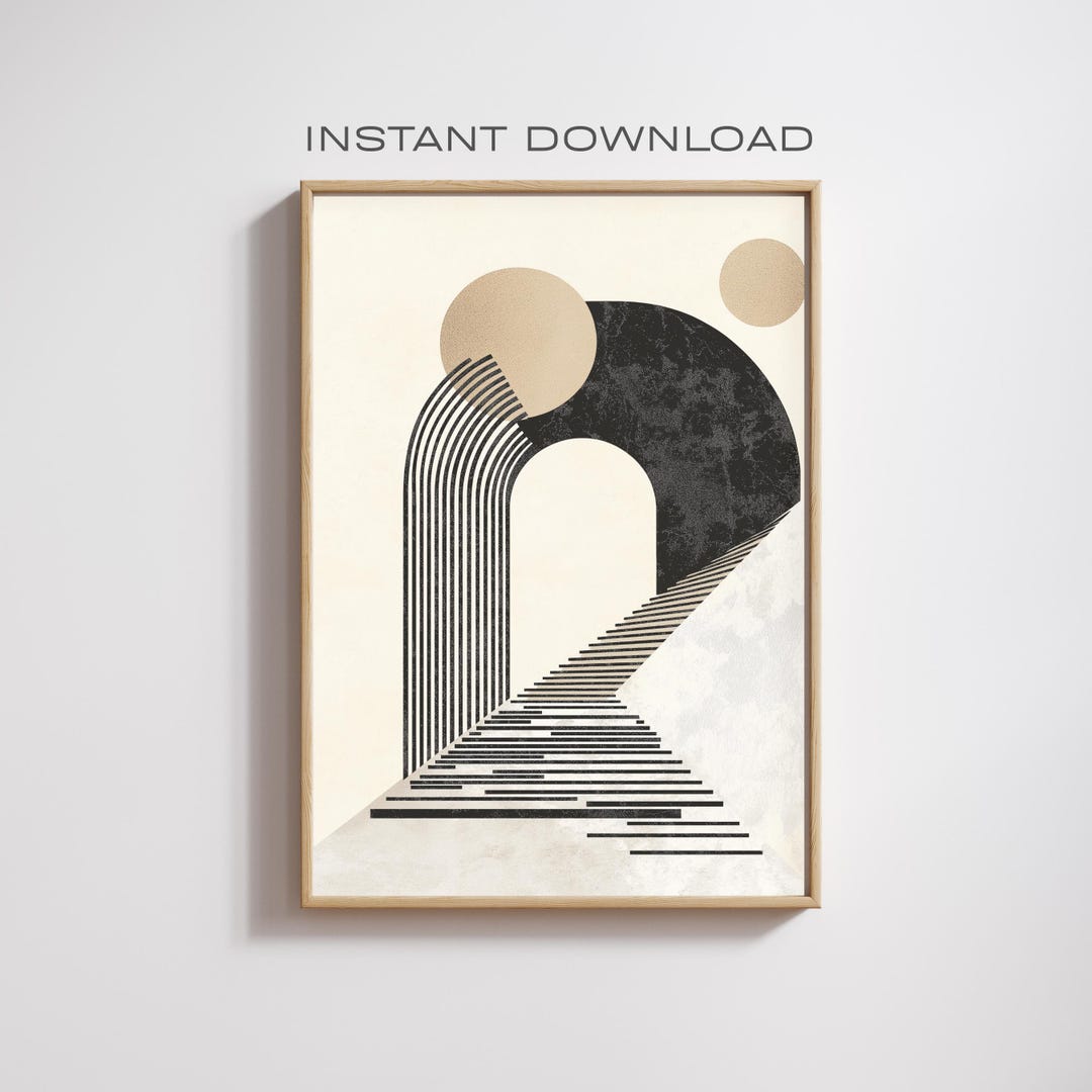 MID CENTURY MODERN Abstract Art Print | Geometric Arches & Circles ...
