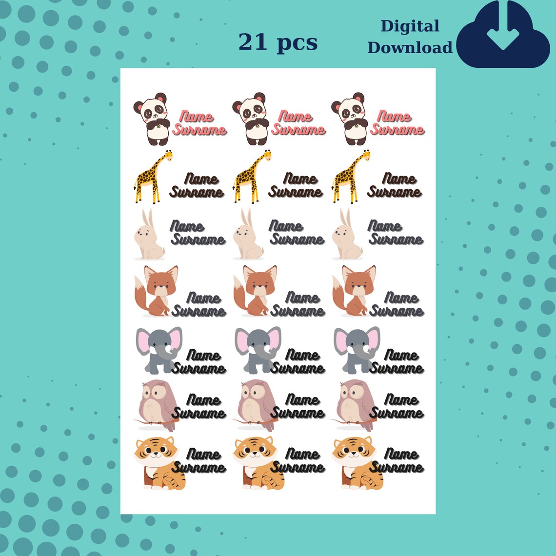 Custom Name Stickers for Kids Printable Name Labels for Kids - Etsy