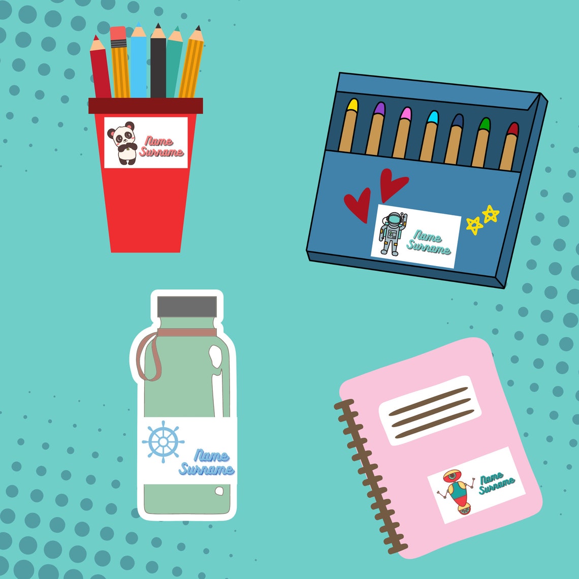 Custom Name Stickers for Kids Printable Name Labels for Kids - Etsy