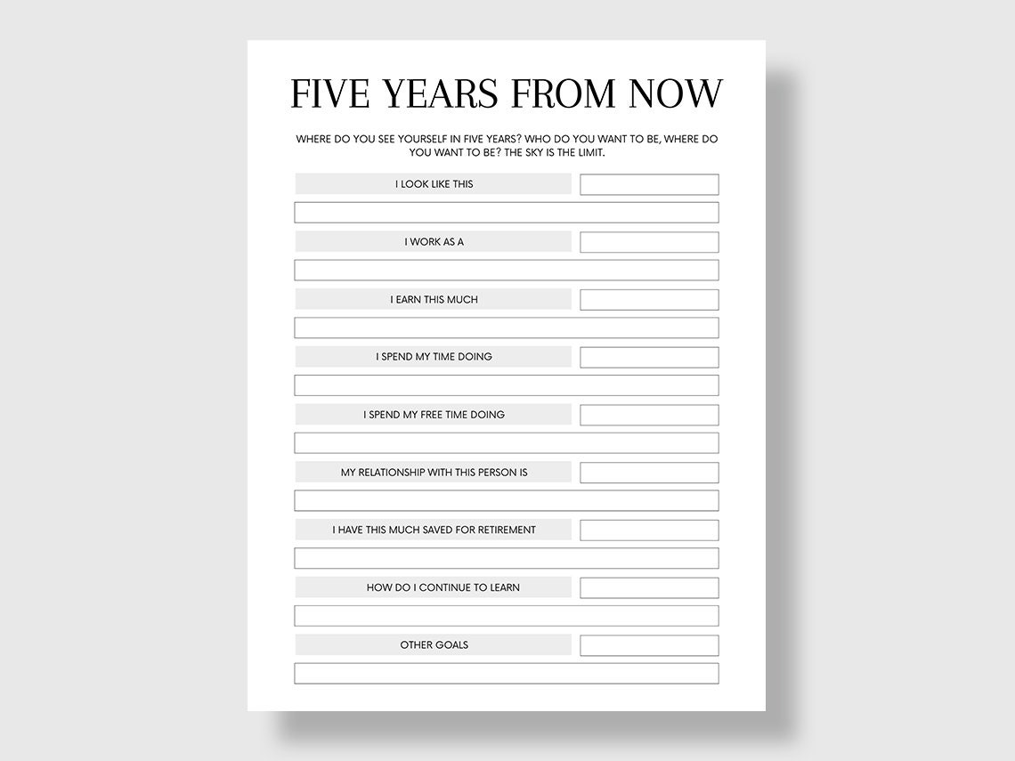 Goal Planner Workbook Printable 5 Year Plan With Individual Goals ...